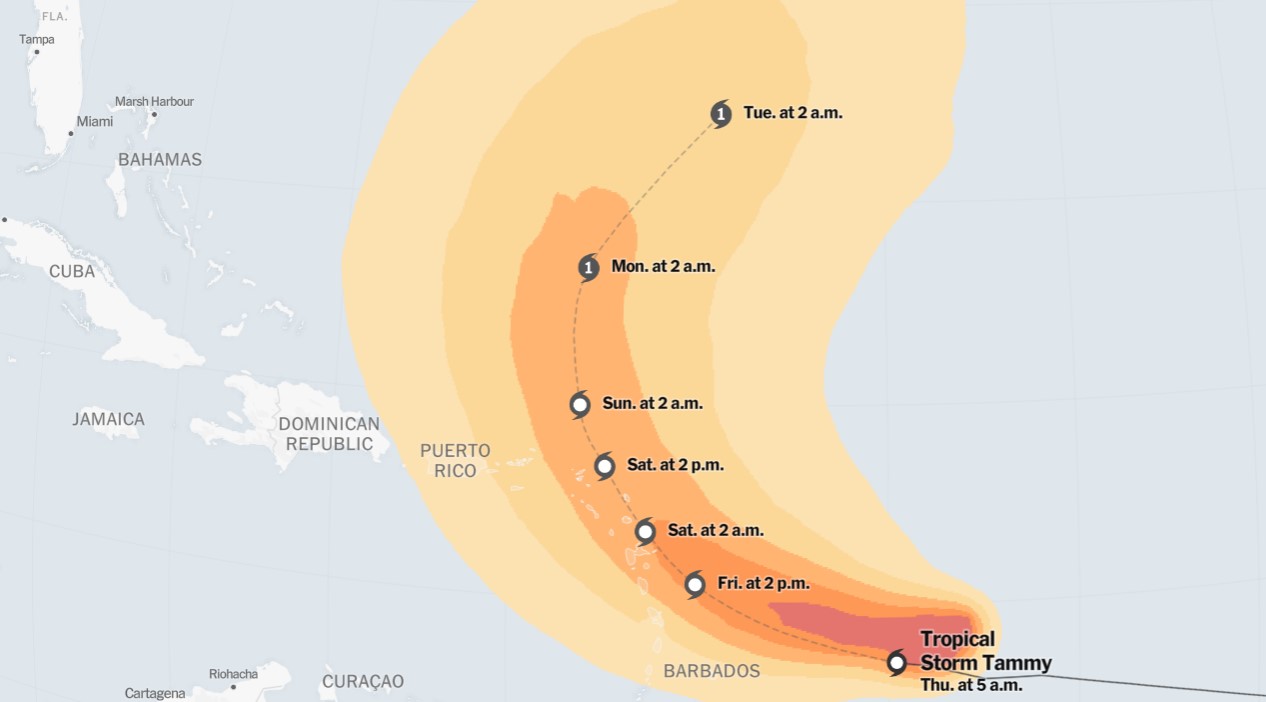 'Gradual Strengthening' Forecast For Tropical Storm Tammy - St. Lucia Times
