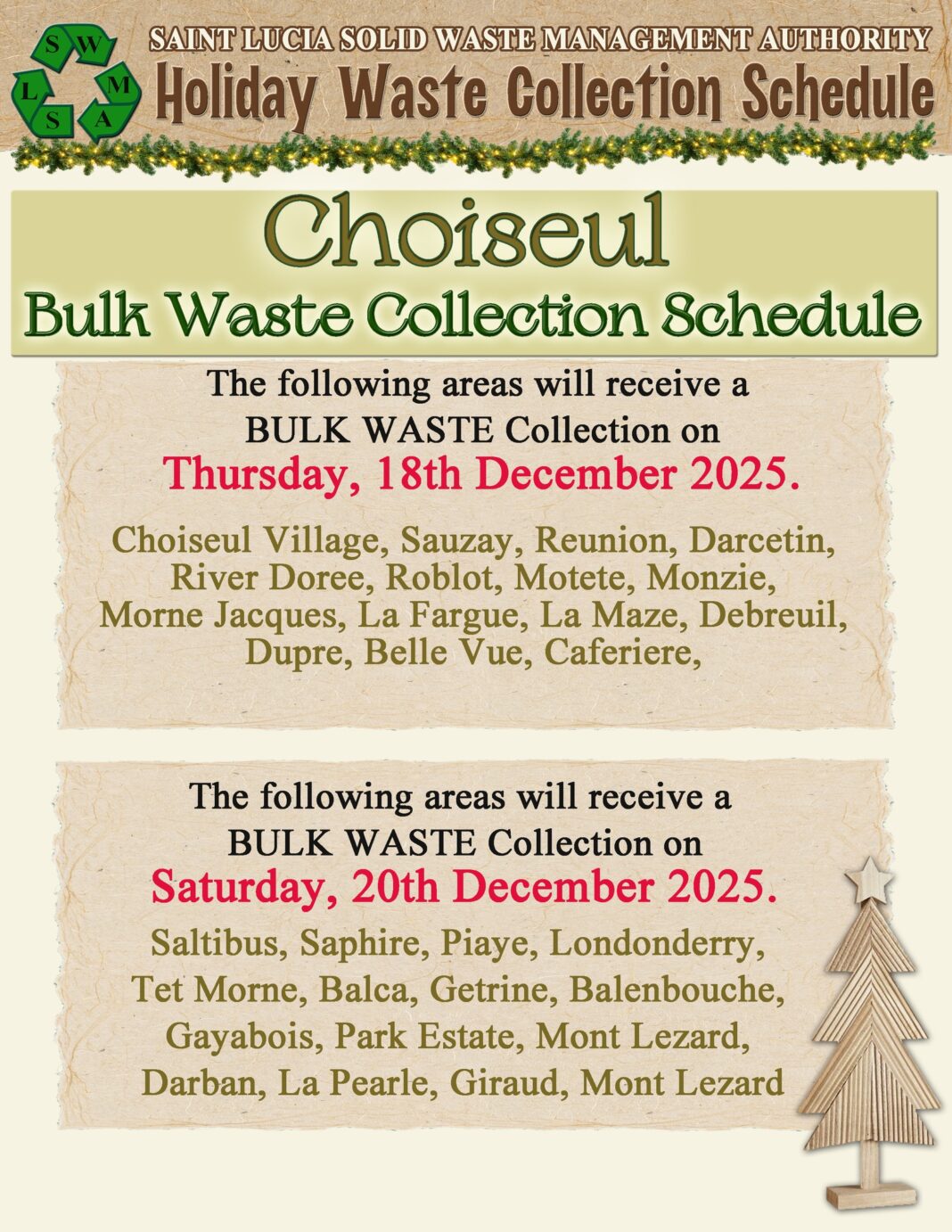 Holiday waste collection changes residents should note - St. Lucia Times
